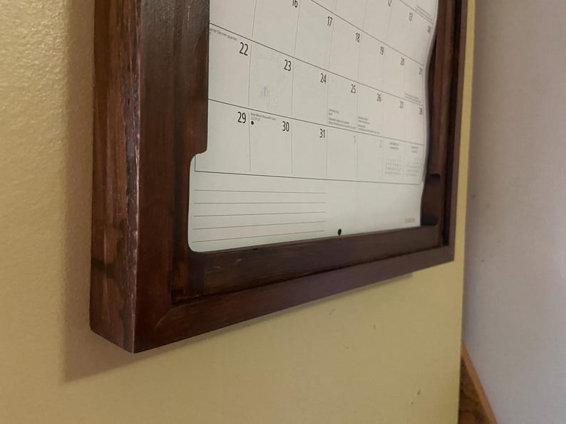 Wooden Calendar Frame Front Loading Wall Calendar Holder Display Decor ...