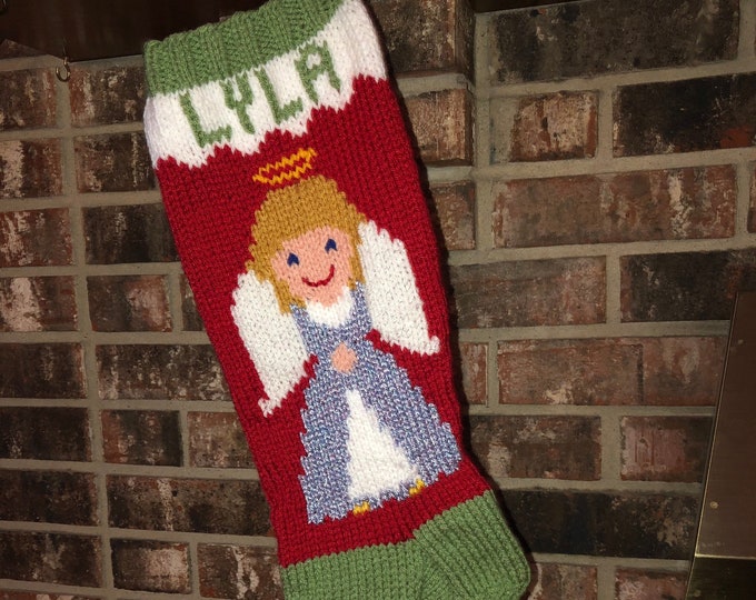Angel Christmas Stocking, Cream Angel Stocking, Personalized Christmas ...