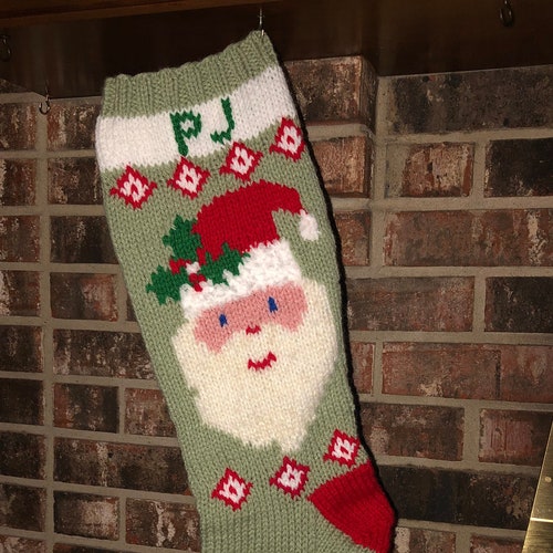 Vintage Knit Christmas Stocking Pattern Santa Claus Geese - Etsy