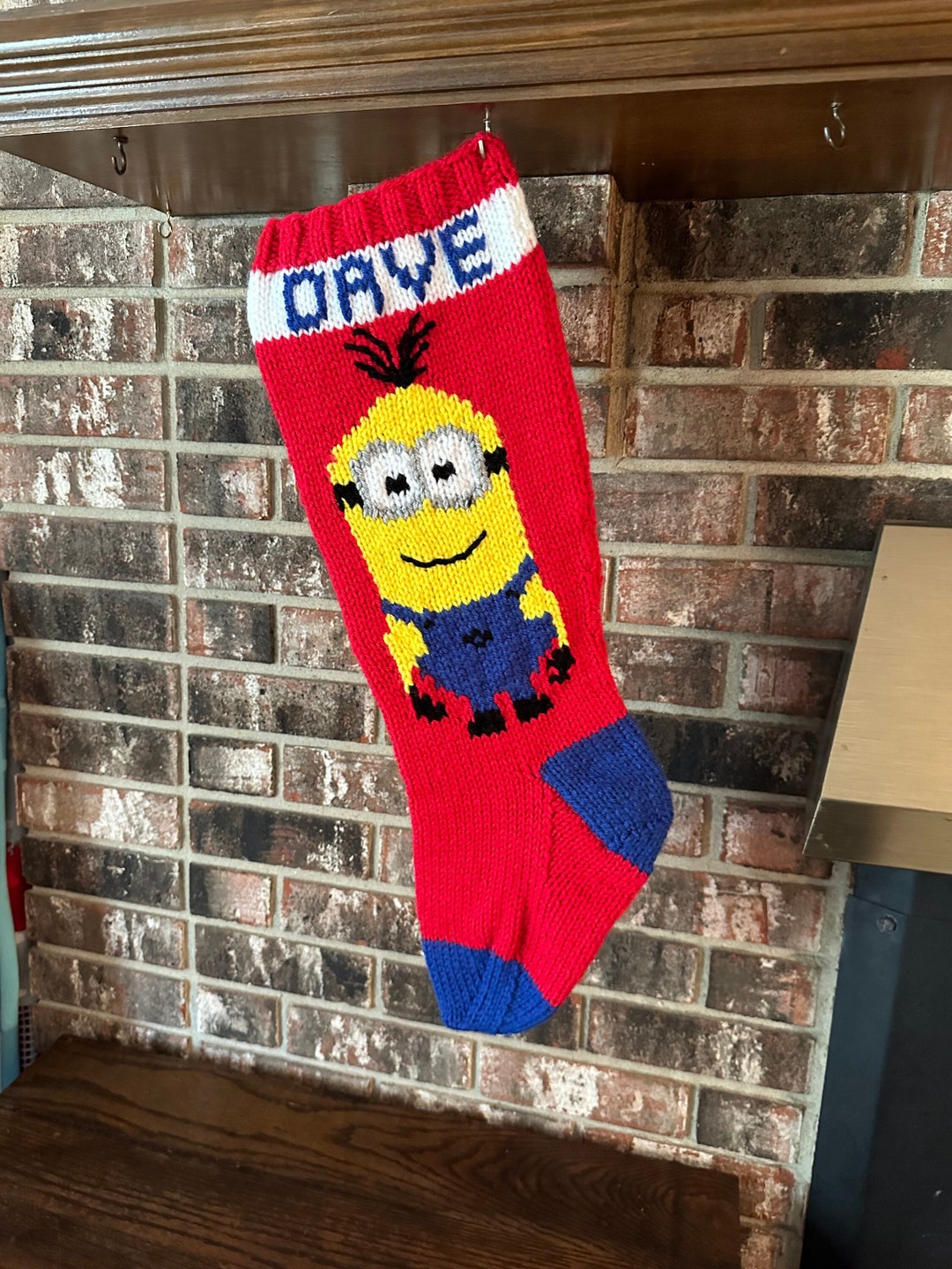 Minion Dave Christmas Stocking hand Knit - Etsy
