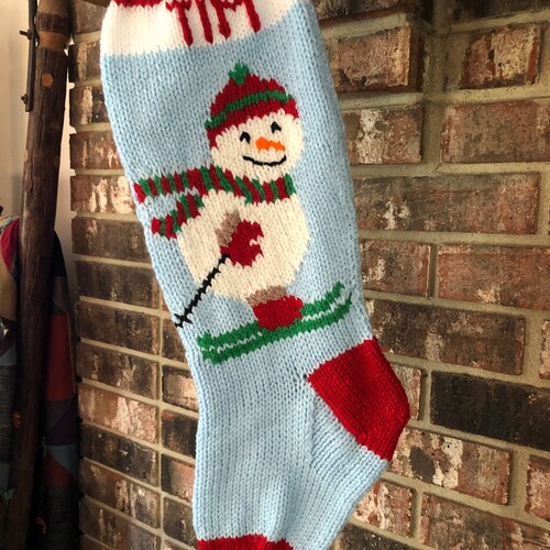 Knitted Snowman Christmas Stocking KIT With Pattern by - Etsy