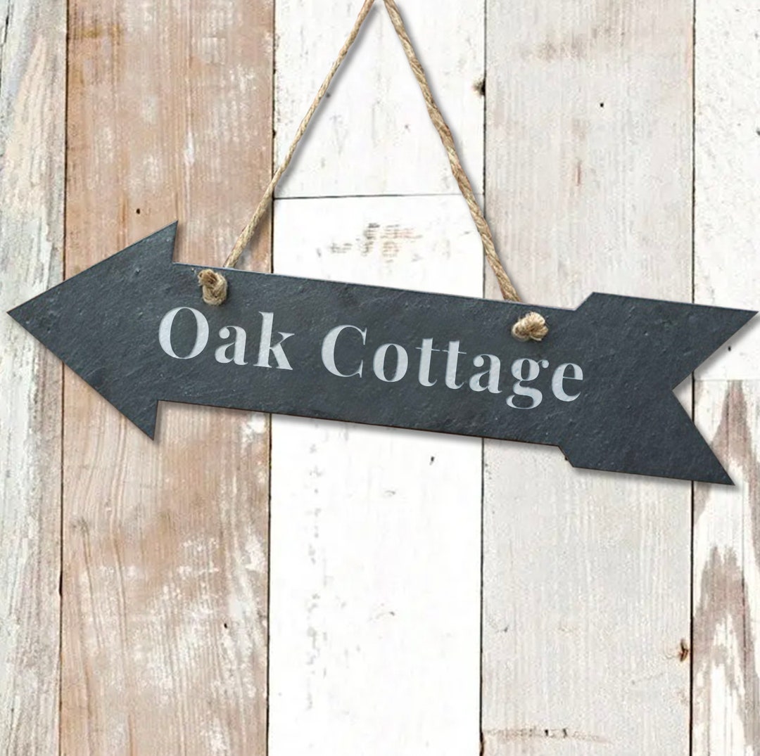 House Name Engraved Arrow Slate - Etsy