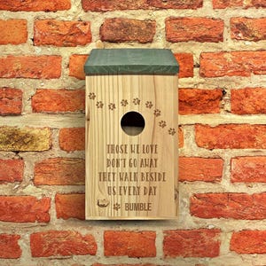 Personalised Pet Memorial Bird Box – Custom Engraved Wooden Birdhouse ...