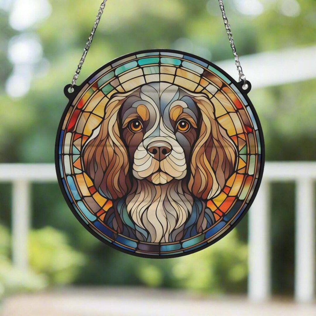 Cavalier King Charles Spaniel Stained Glass Effect Suncatcher - Etsy