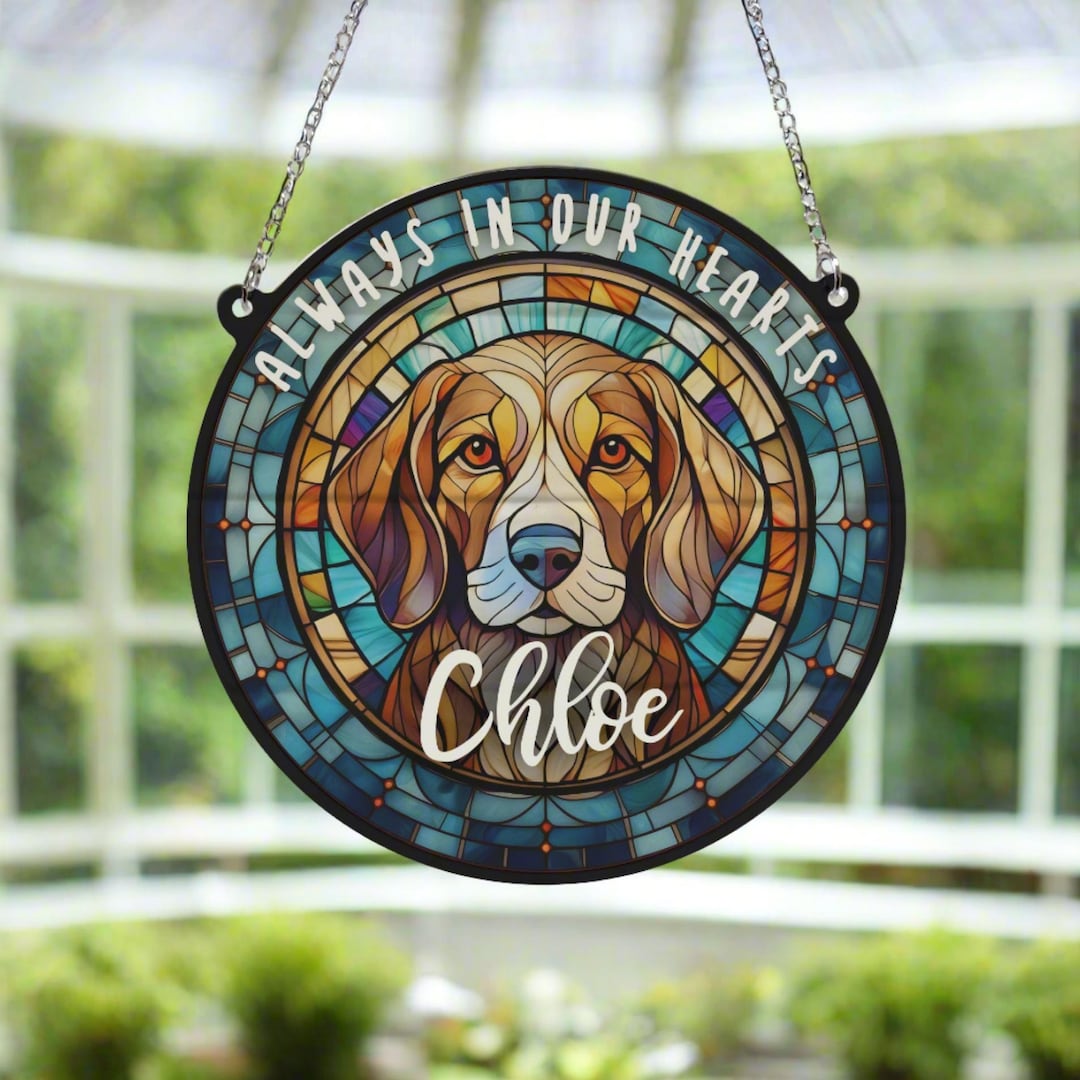 Beagle Memorial Stained Glass Effect Suncatcher - Etsy