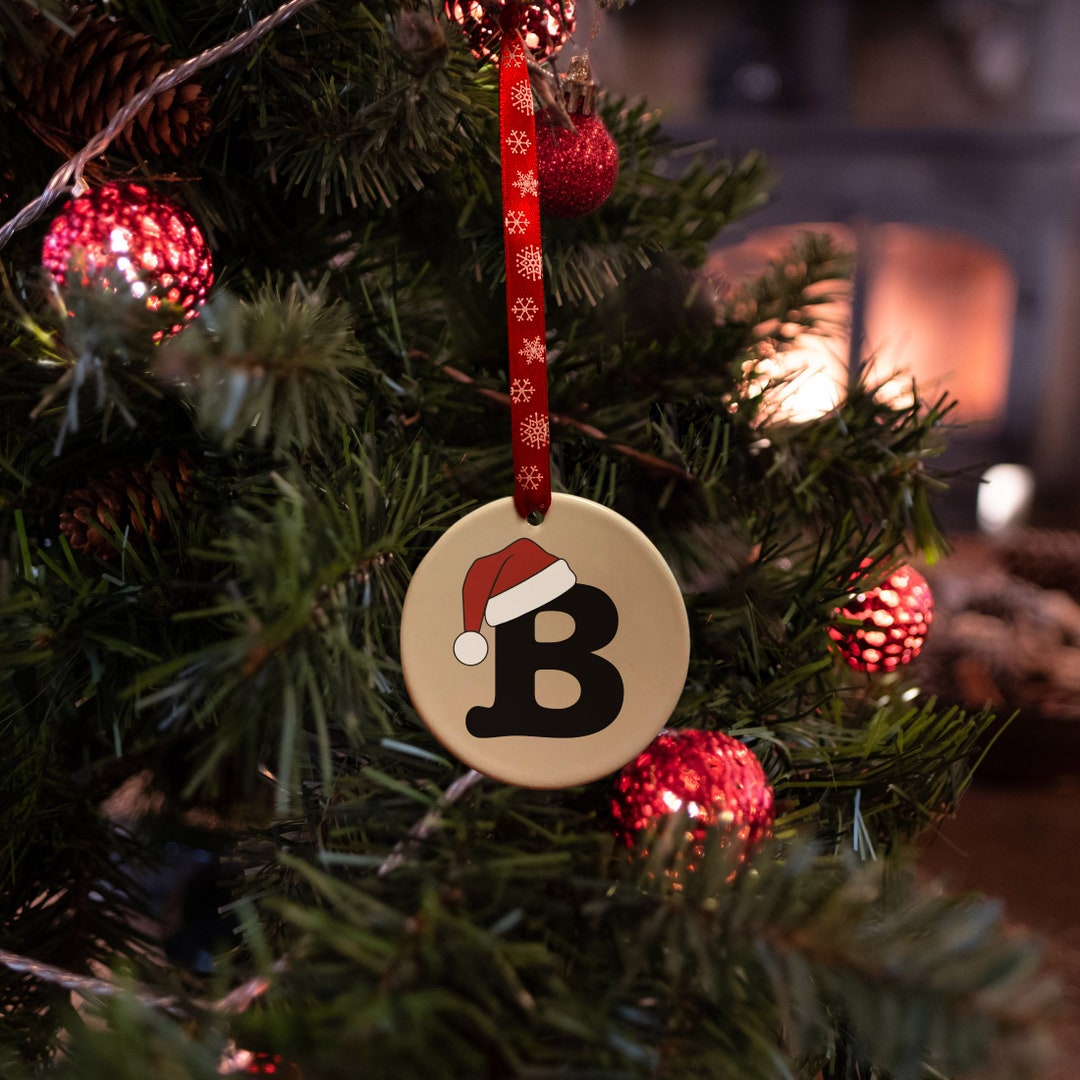 Santa Hat Initial Bauble - Etsy