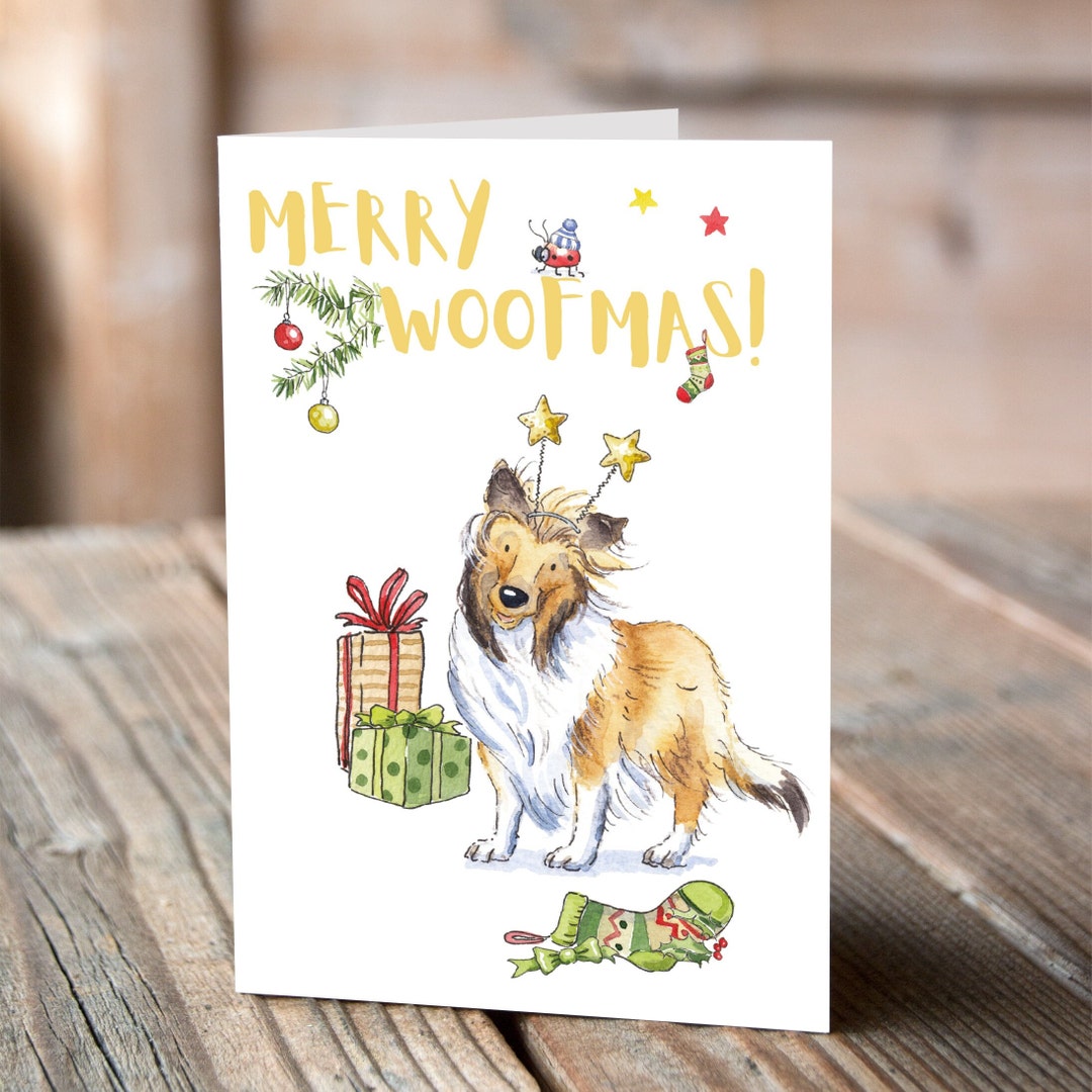 Rough Collie Christmas Card - Etsy