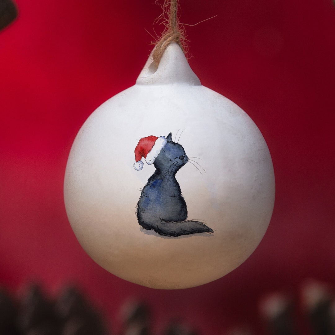 Cat Black Ceramic Bauble - Etsy