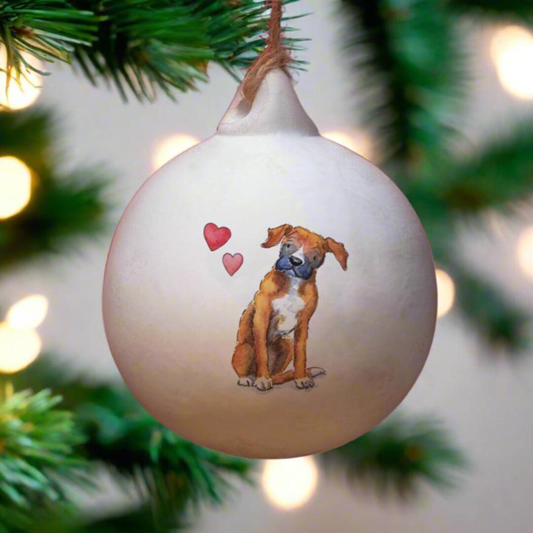 Boxer Ceramic Round Bauble - Etsy