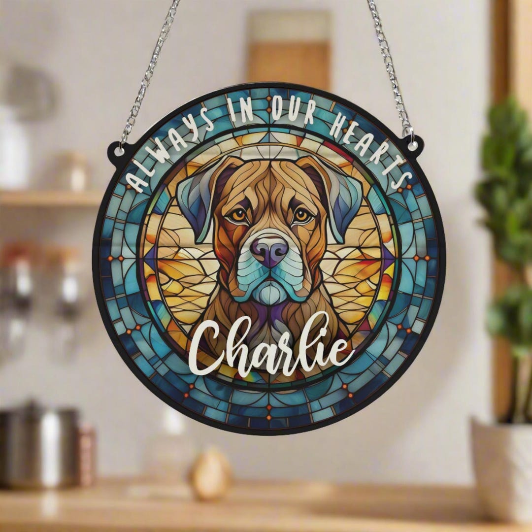 Boxer Memorial Stained Glass Effect Suncatcher - Etsy