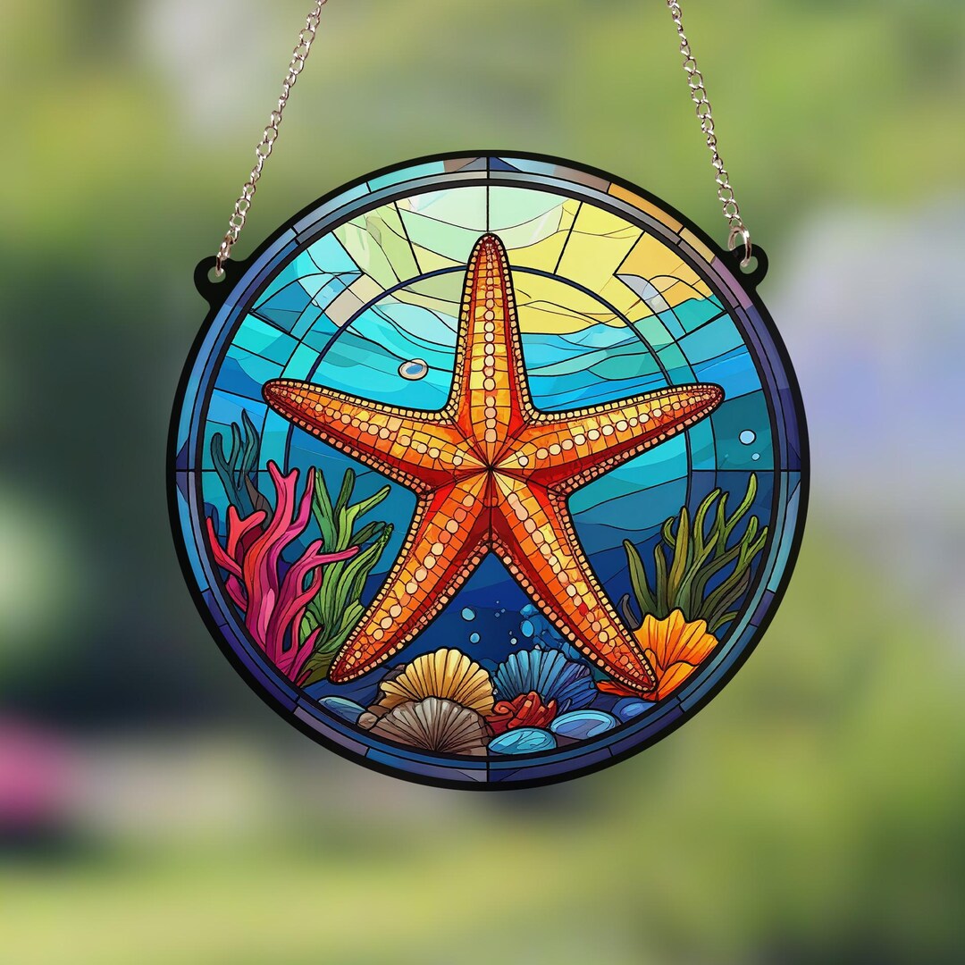 Starfish Stained Glass Effect Suncatcher - Etsy