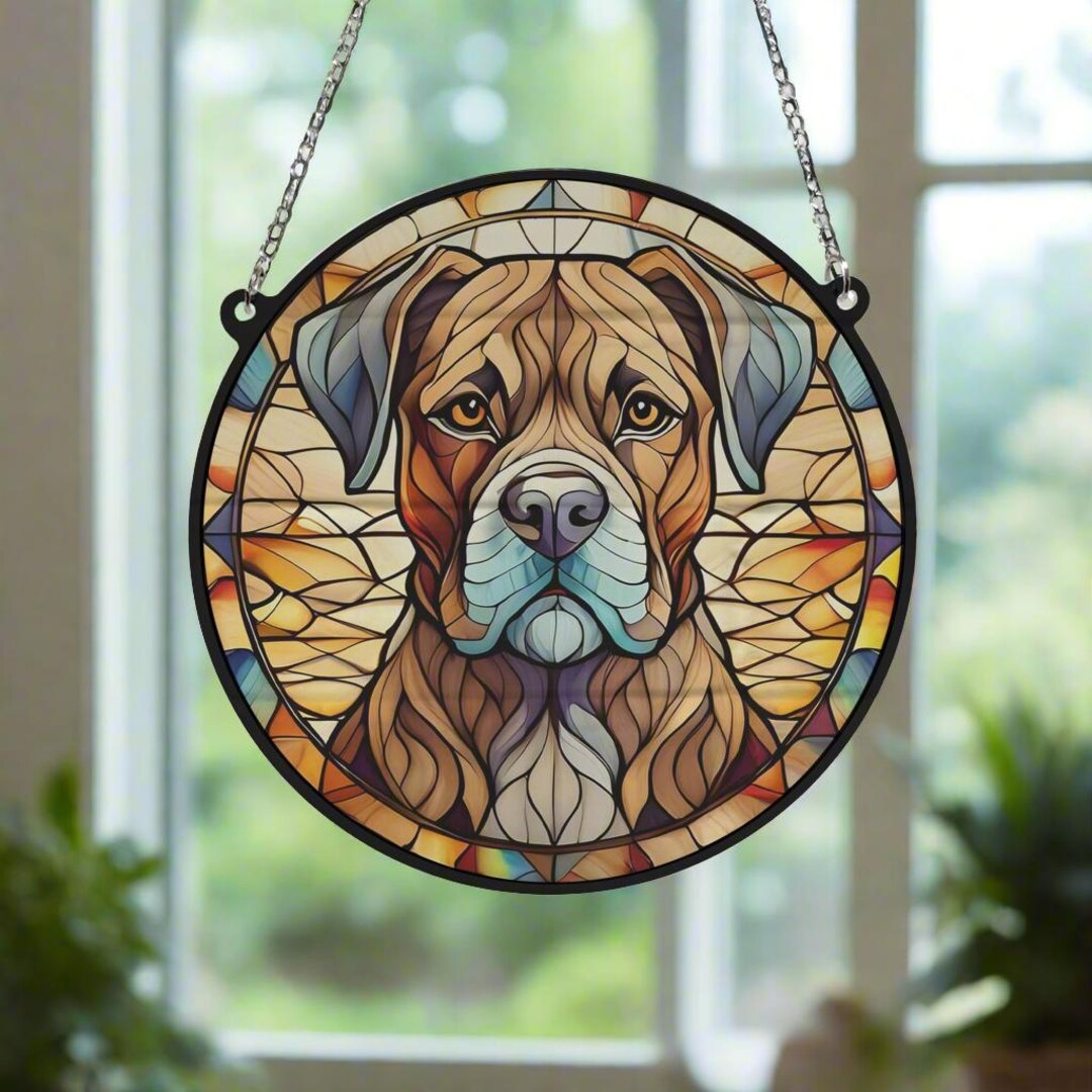Boxer Stained Glass Effect Suncatcher - Etsy
