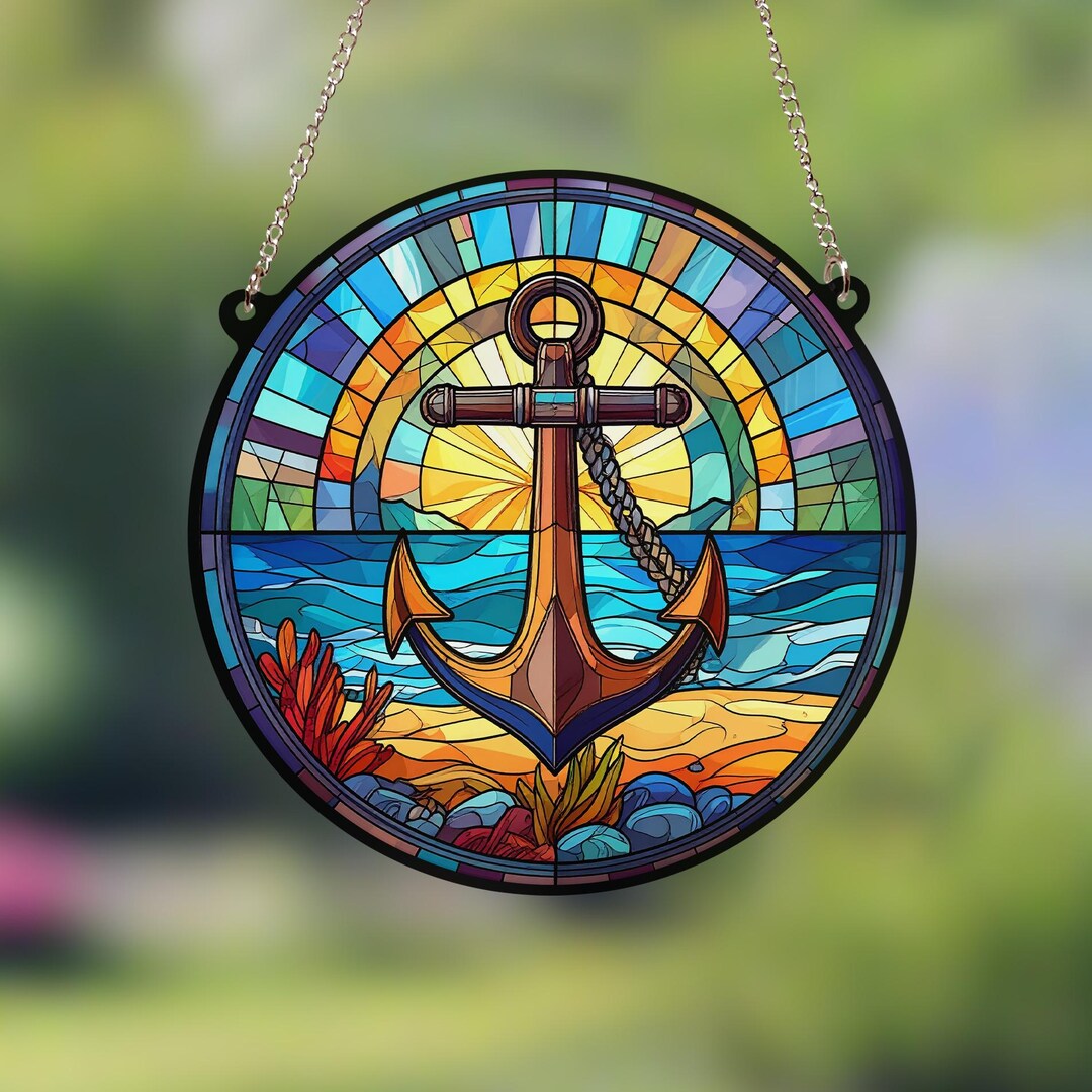 Anchor Stained Glass Effect Suncatcher - Etsy