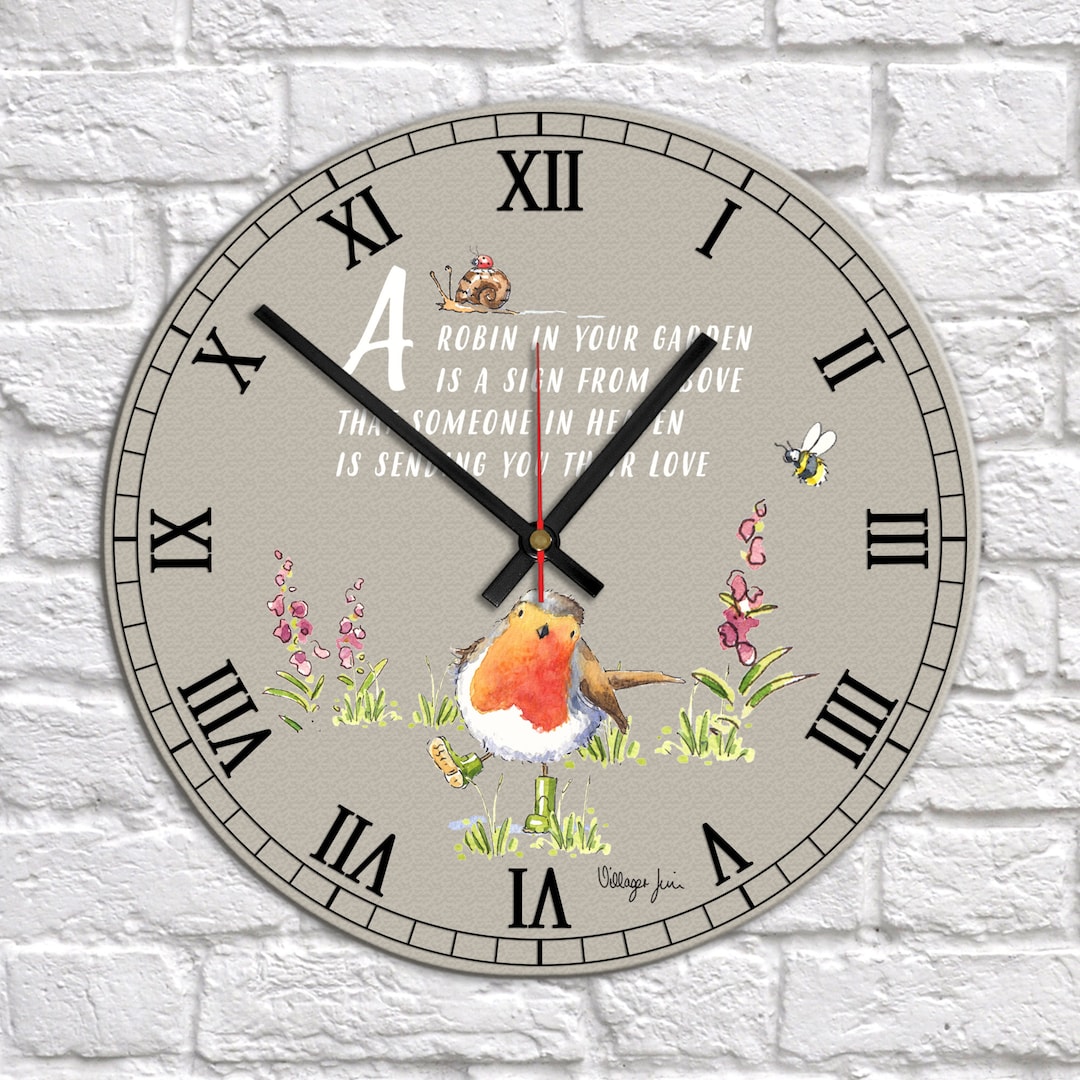 Robin in the Garden Clock - Etsy