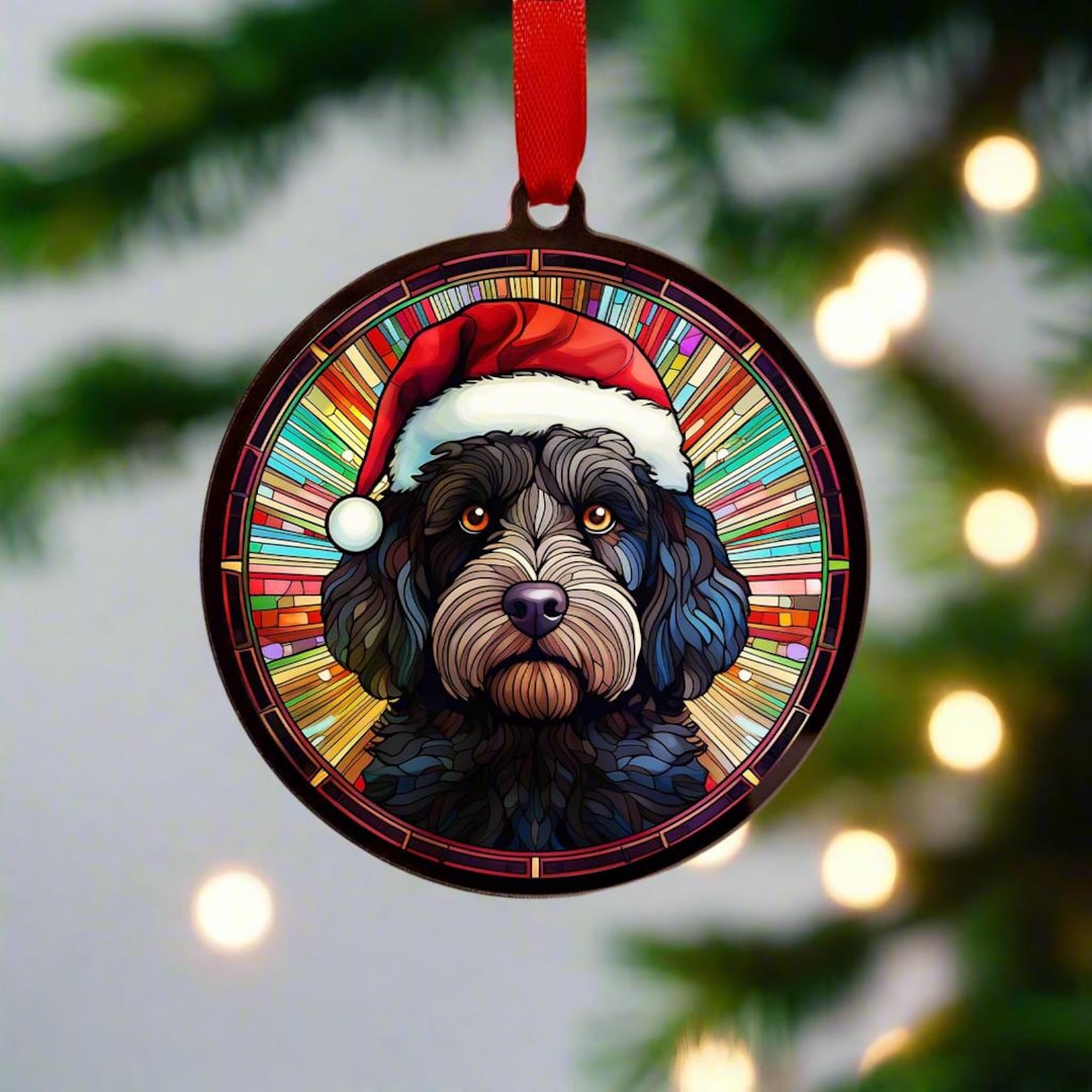 Cockapoo in Santa Hat Suncatcher Decoration - Etsy