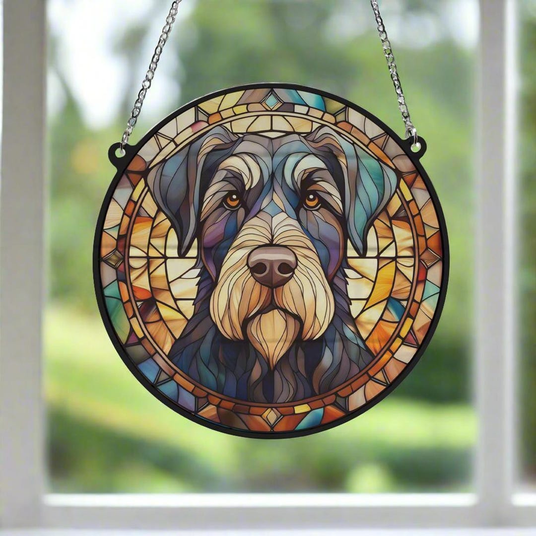 Schnauzer Stained Glass Effect Suncatcher - Etsy