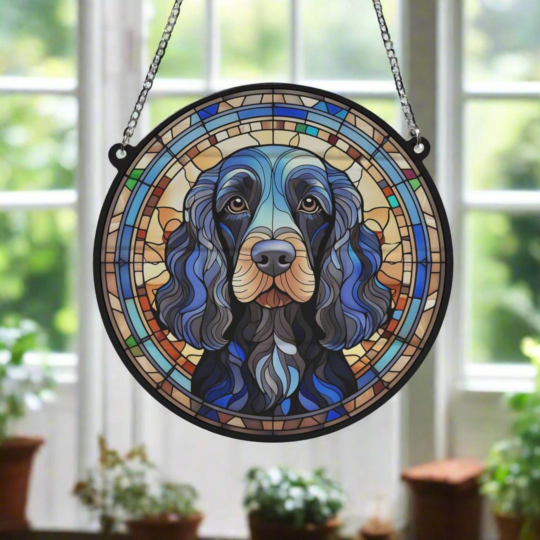 Working Cocker Spaniel Stained Glass Effect Suncatcher - Etsy