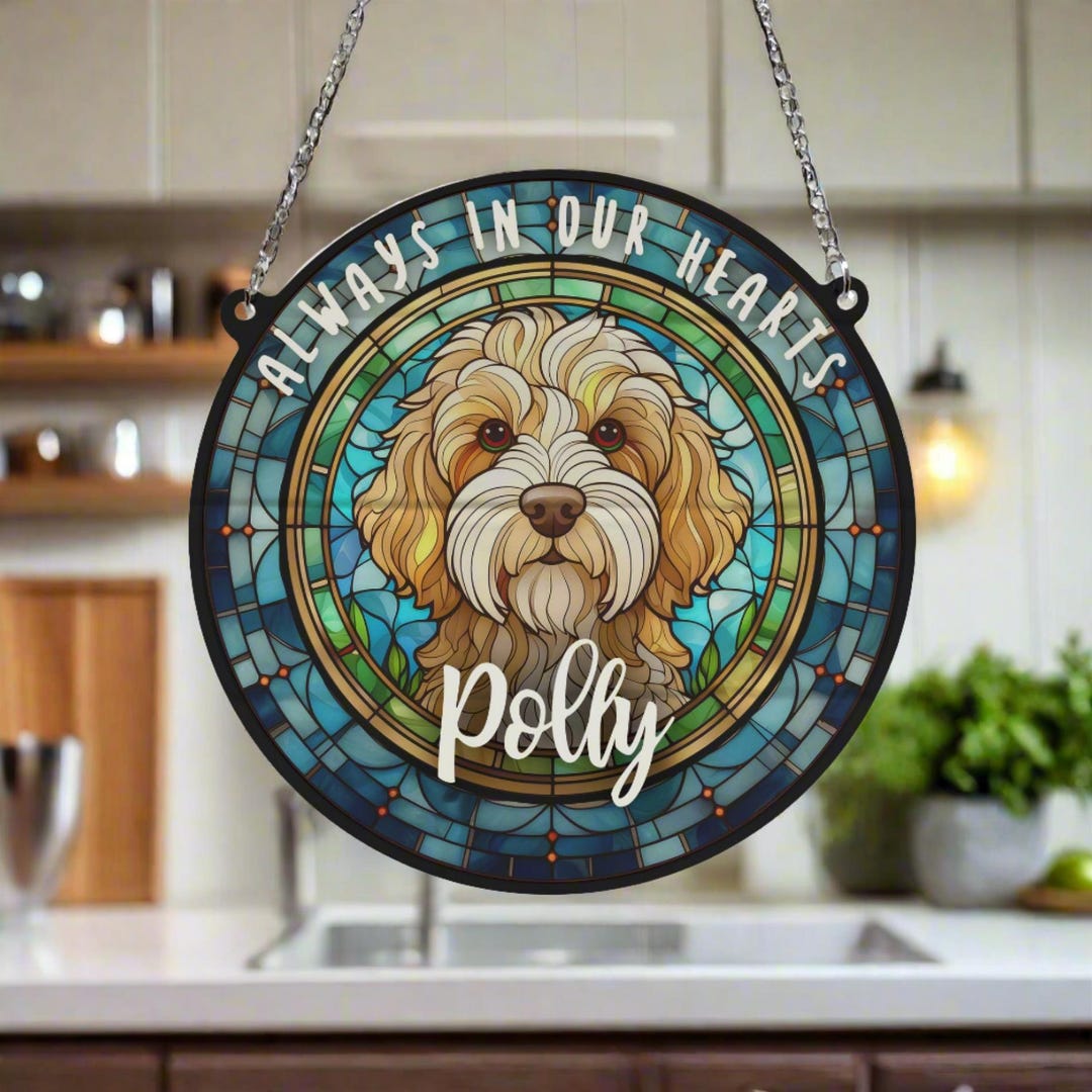 Cockapoo Memorial Stained Glass Effect Suncatcher - Etsy