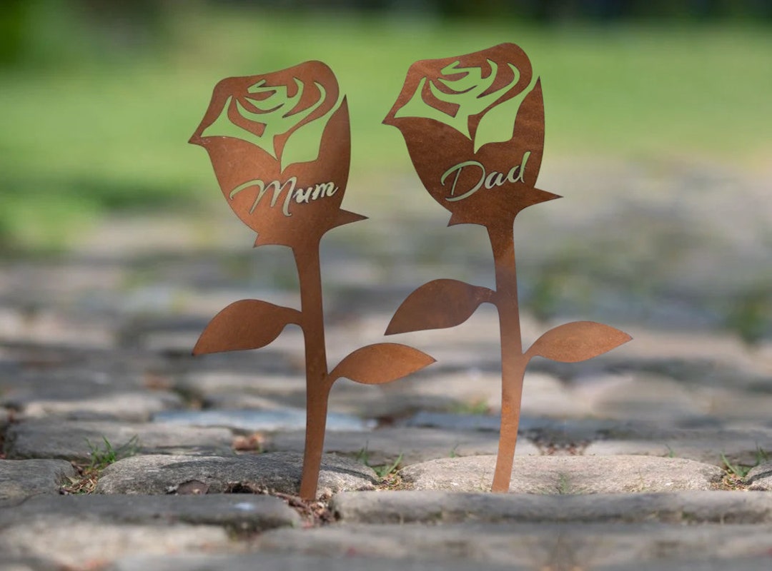 Mum & Dad Rose - Rustic Garden Sculpture - Etsy