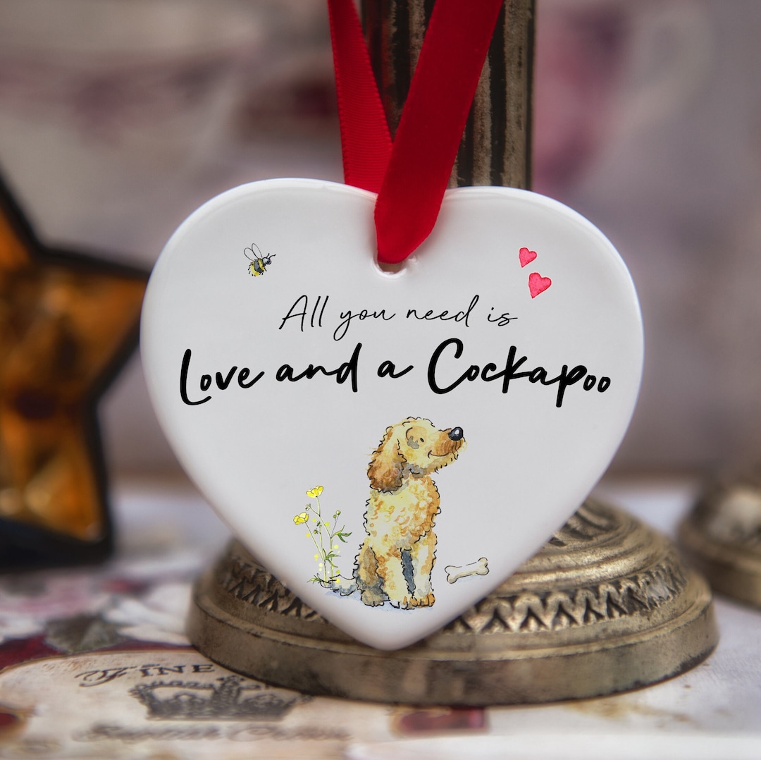 Love and a Cockapoo Ceramic Heart - Etsy