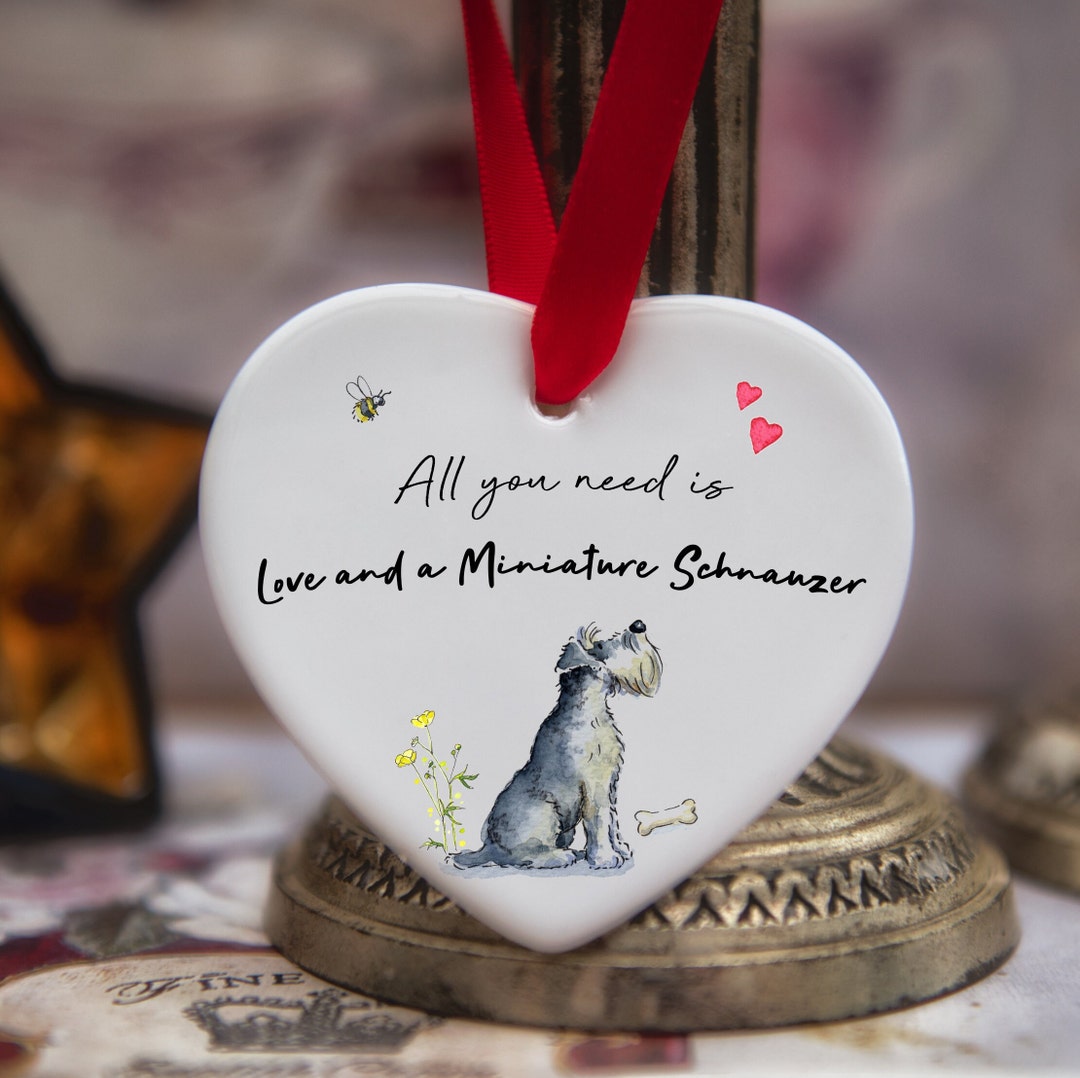Love and a Miniature Schnauzer Ceramic Heart - Etsy