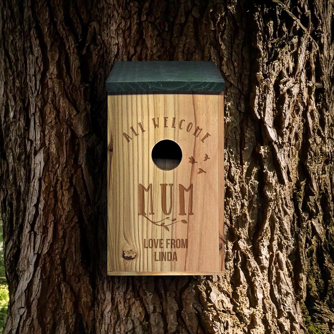 Personalised Mum Bird Box – Custom Engraved Wooden Birdhouse, Handmade ...