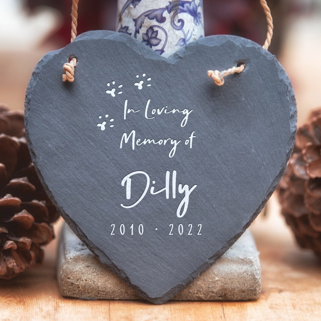 In Loving Memory Personalised Pet Slate Heart - Etsy