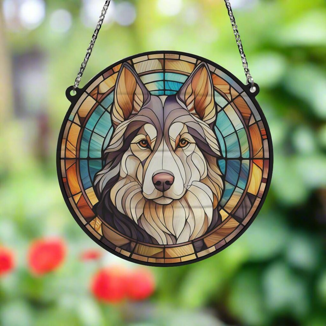 Husky Stained Glass Effect Suncatcher - Etsy