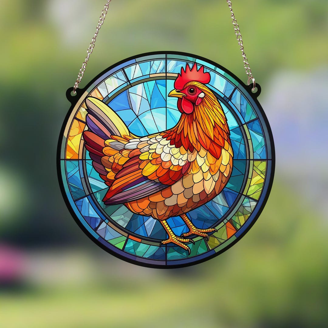 Chicken Stained Glass Effect Suncatcher - Etsy