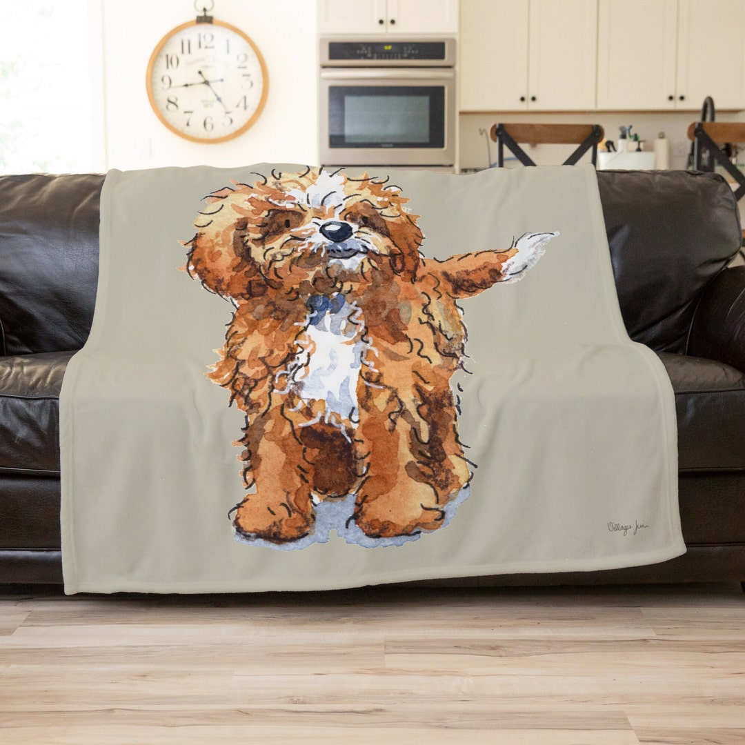 Cavapoo Red & White Throw - Etsy