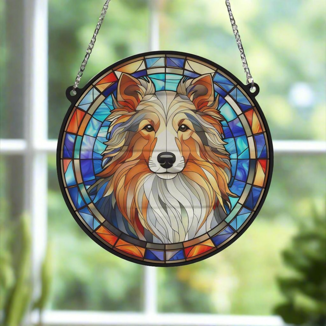 Sheltie Stained Glass Effect Suncatcher - Etsy