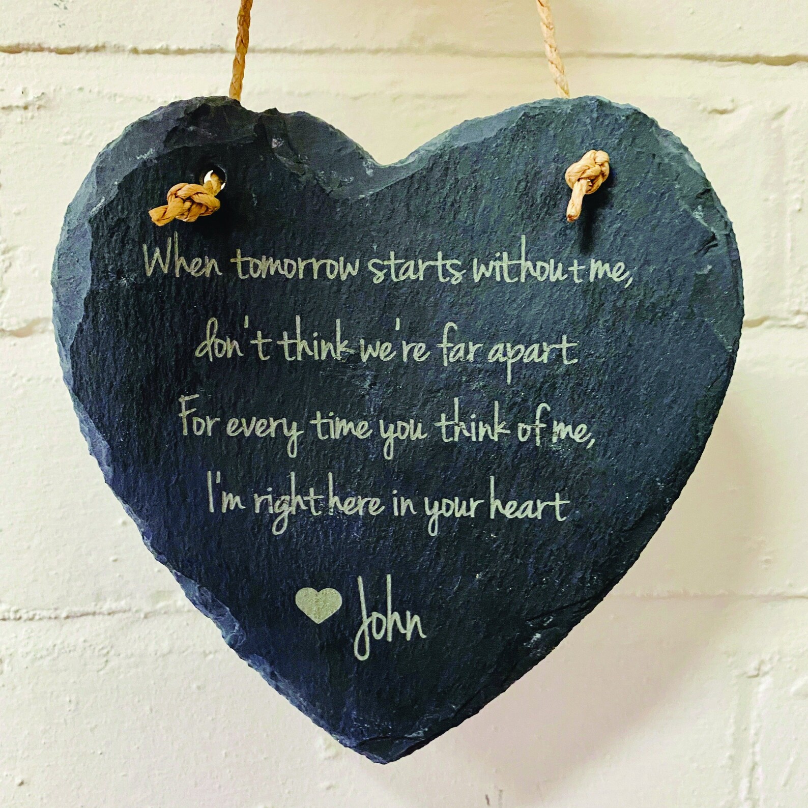 Memorial Large Personalised Slate Heart When Tomorrow | Etsy