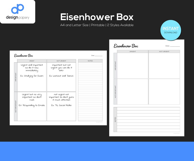 Eisenhower’s Strategy, Eisenhower Box, Decision Matrix, Time Management ...