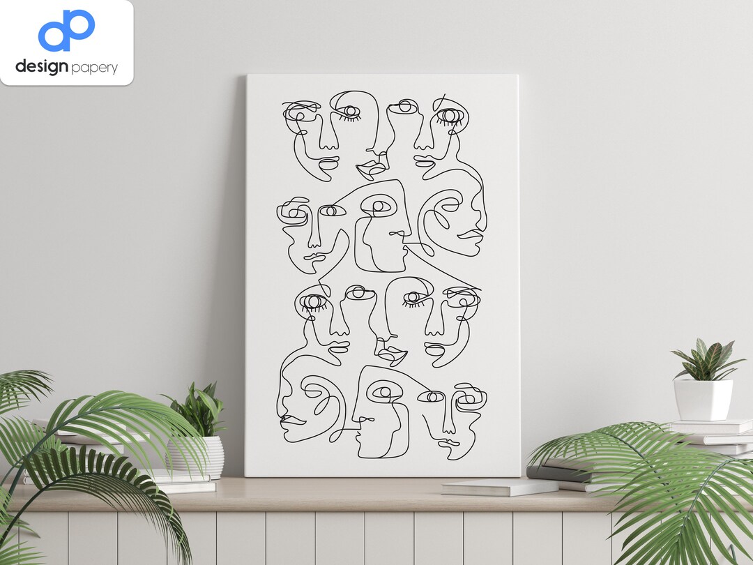Abstract Faces Line Art Abstract Face Abstract Line Art One - Etsy