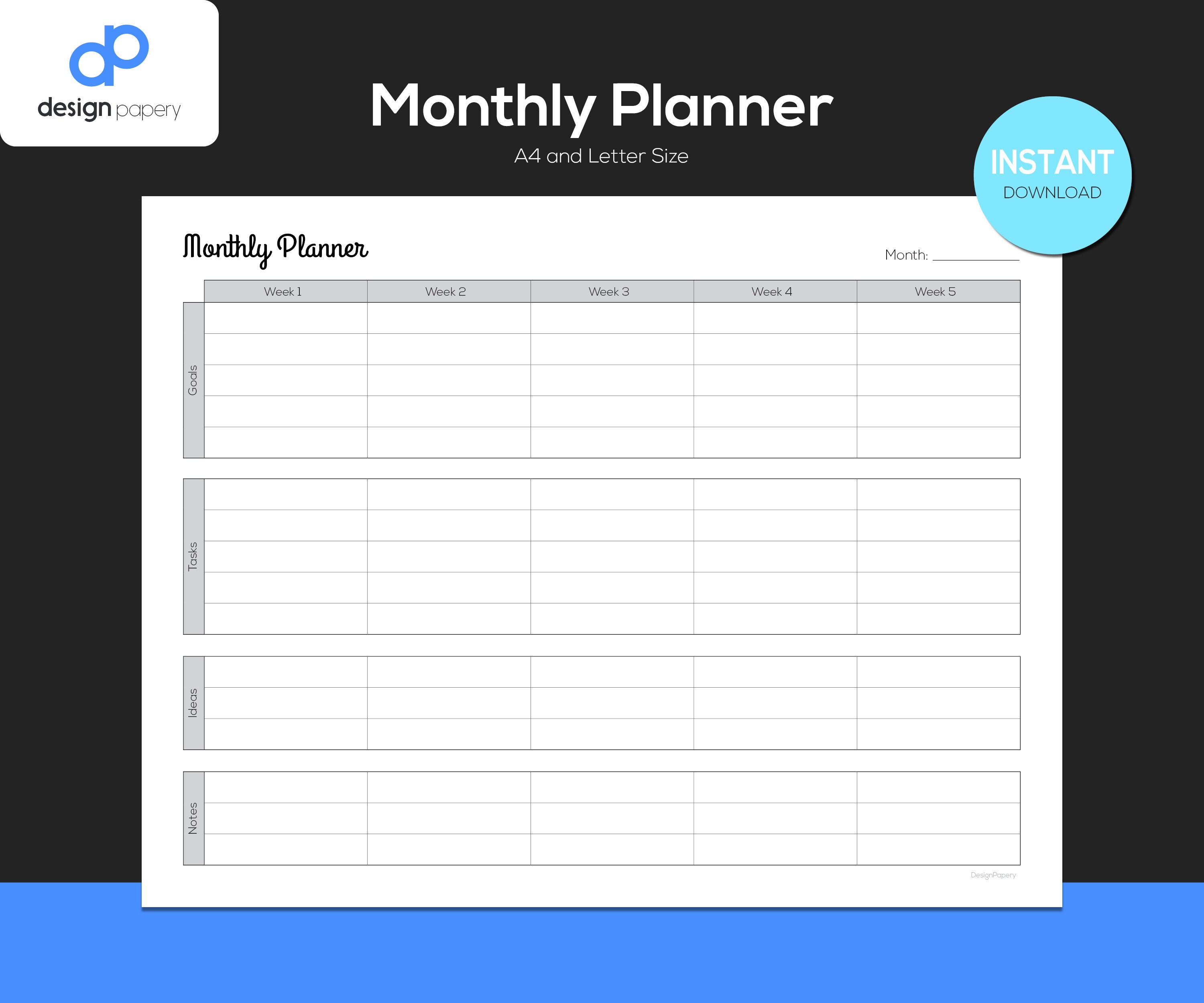 Monthly Planner, Time Management Planner, Action Plan, Productivity ...