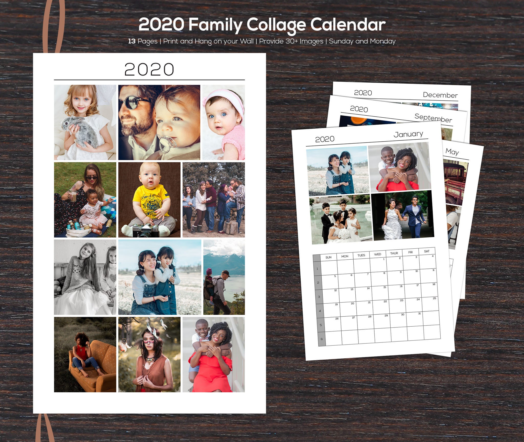 Family Calendar 2020 Calendar Printable Calendar Gift for | Etsy