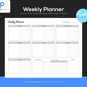 Weekly Planner, Weekly Plan, Week Action Plan, Planner Printable ...