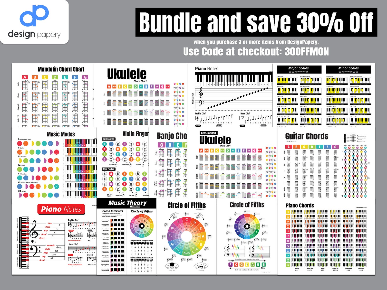 Piano Notes, Piano Cheat Sheet, Piano Grand Staff, Treble Clef and Bass ...