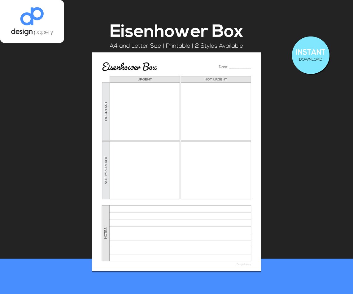 Eisenhower’s Strategy, Eisenhower Box, Decision Matrix, Time Management ...