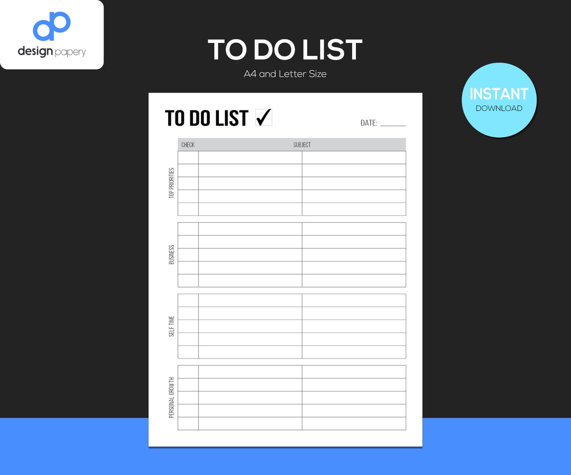 To Do List Study Printable Work Printable Priorities - Etsy