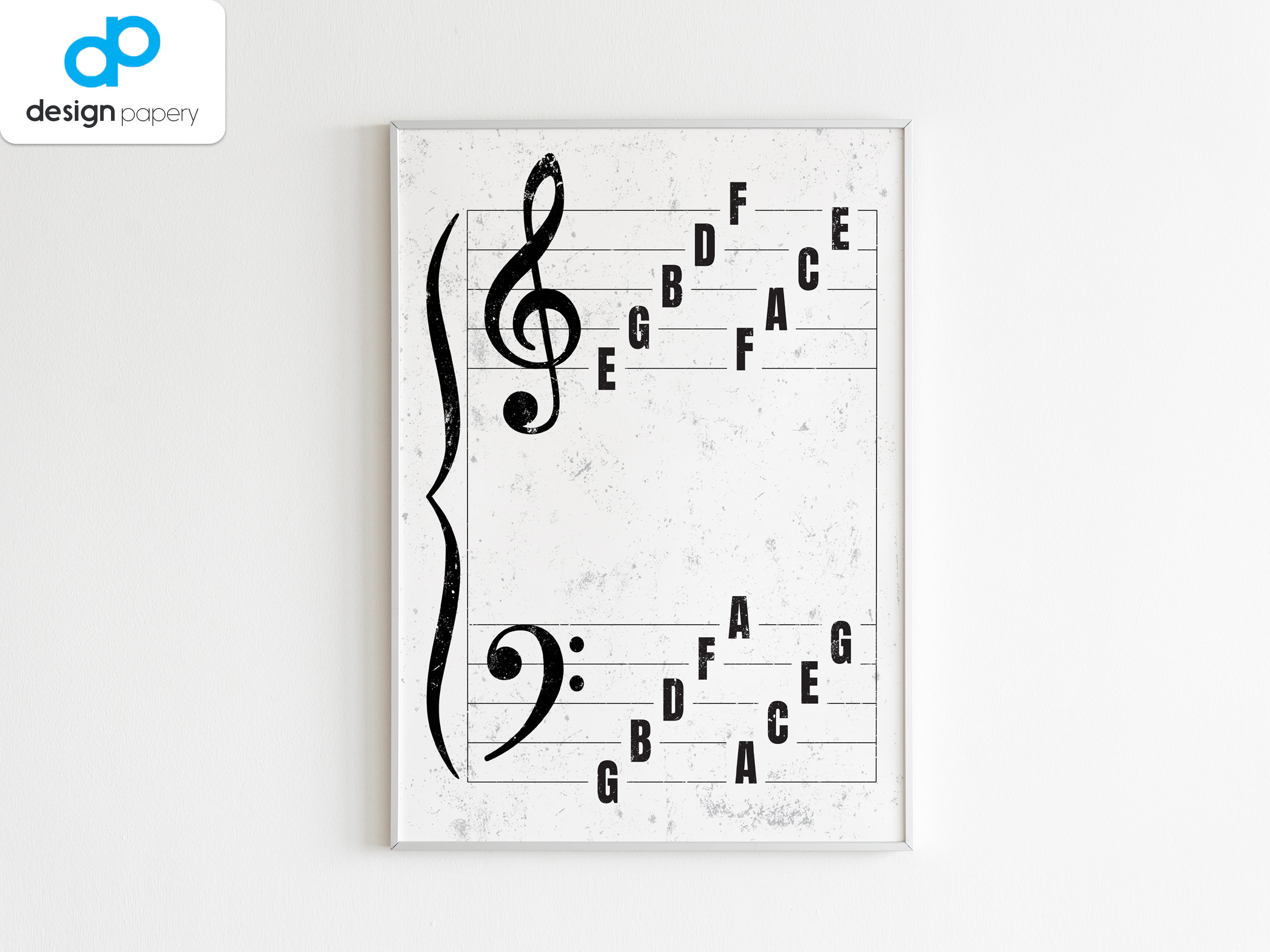 Grand Staff Poster Treble and Bass Clef Poster Music Theory - Etsy
