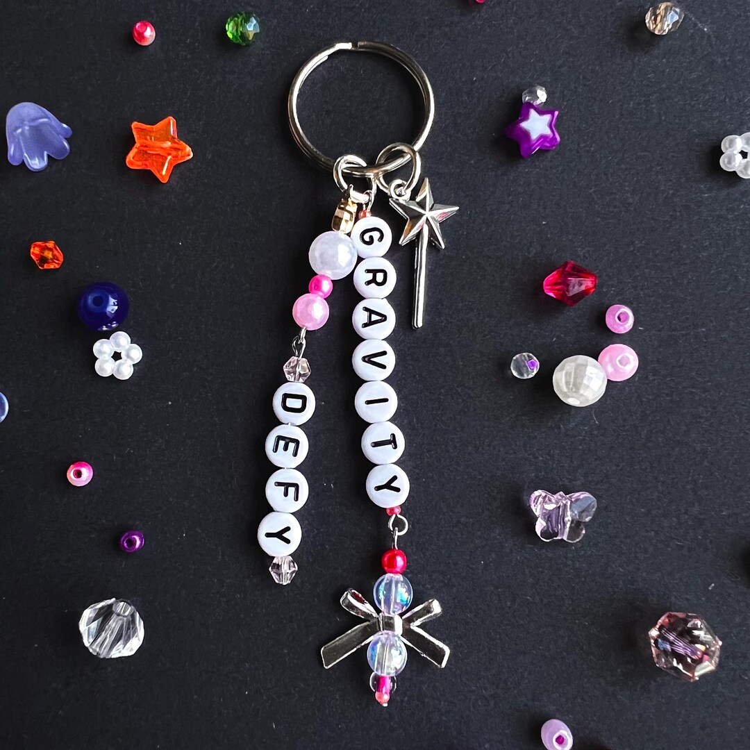 Wicked Defy Gravity Charm Bead Pink Wand Keychain / Keyring - Glinda ...