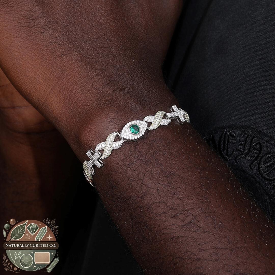 VVS Moissanite Cross Infinity Symbol Eye Charm Bracelet - Etsy