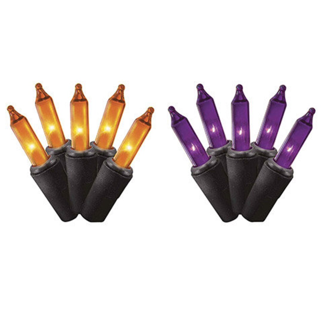 Darice Halloween String Lights Set of 2 Orange and Purple 50 Lights ...