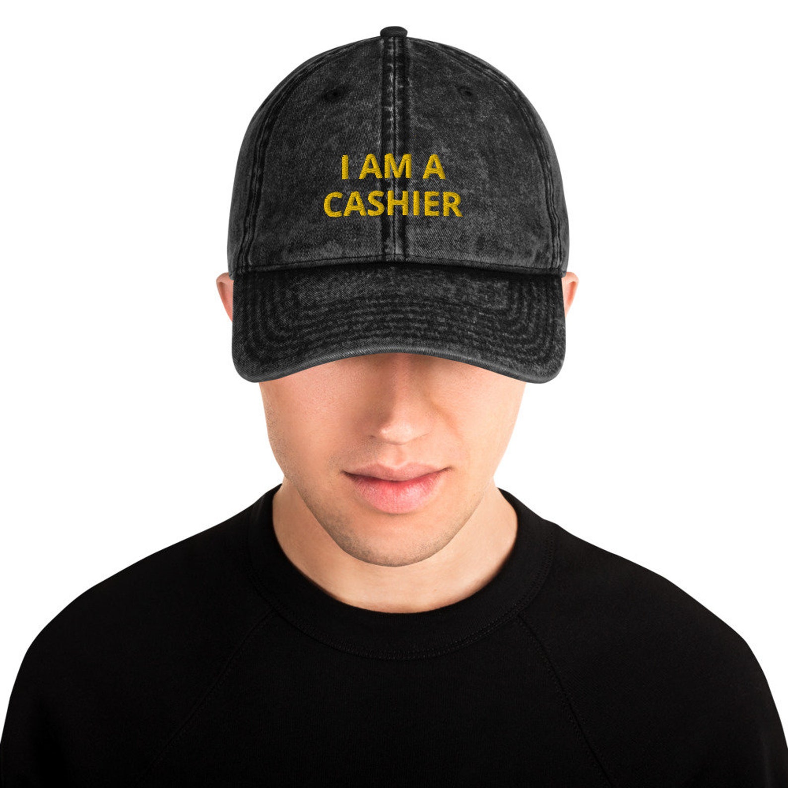 I AM A CASHIER Vintage Cotton Twill Cap Professional Retail Embroidered ...