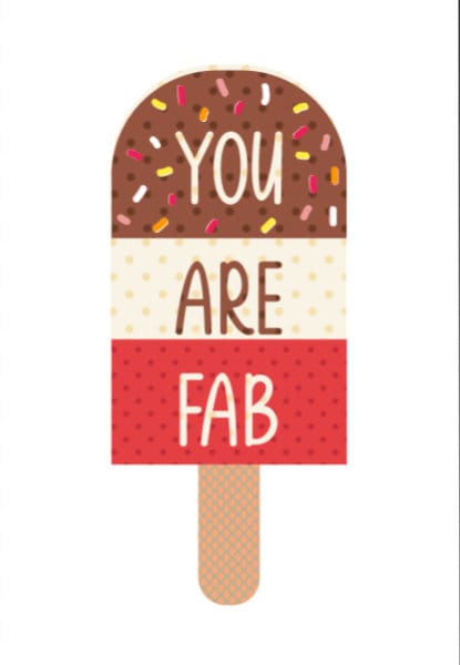 You Are Fab Ice Lolly Greetings Card With Metallic Gold Envelope - FREE ...