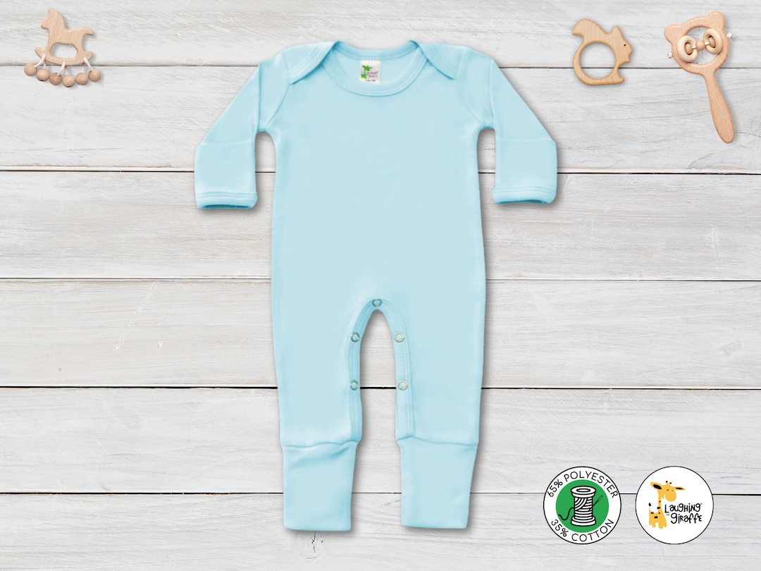 Baby Blank Long Sleeve Sleep N Play W/ Mittens & Fold Over Footie Super ...