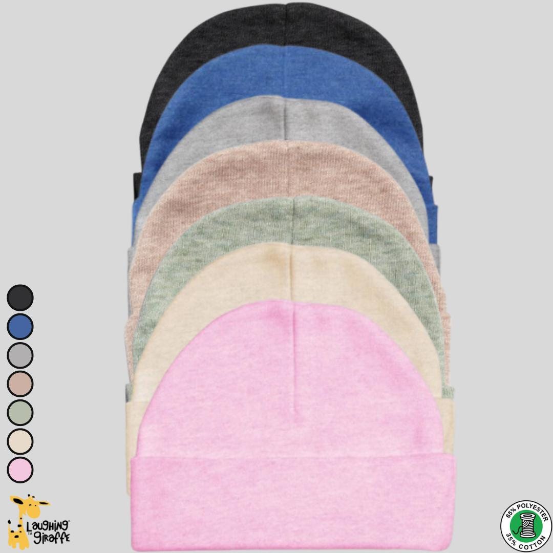 6-pack Luxe Baby Beanie Hats: Polyester Cotton Blend, Sublimation Ready ...