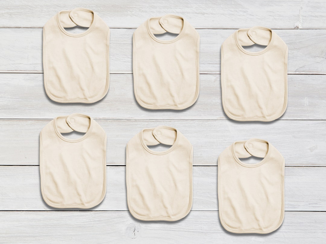 Natural 6-pack Baby Velcro Closure Bib 2-PLY Bibs Cotton DIY Customize ...