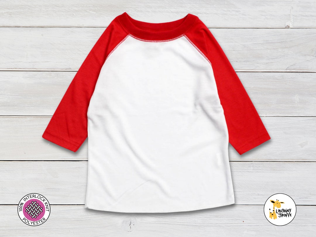 Toddler & Kids 3/4 Sleeves Baseball Raglan Red T-shirt 100% Polyester ...